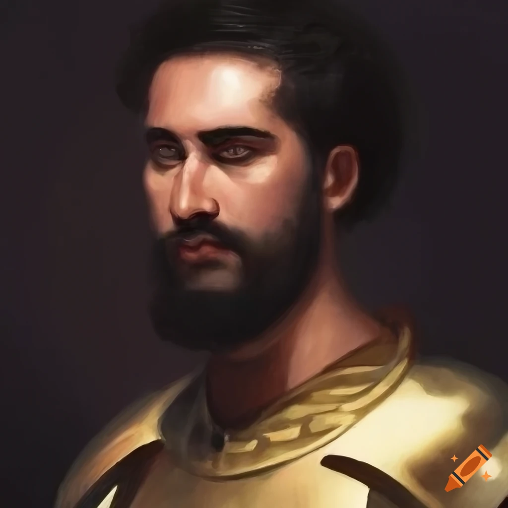 Portrait of a greek hoplite warrior in armor on Craiyon