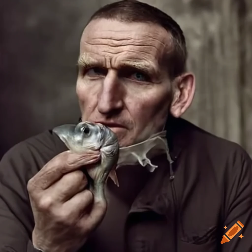 Christopher eccleston smelling fish on Craiyon