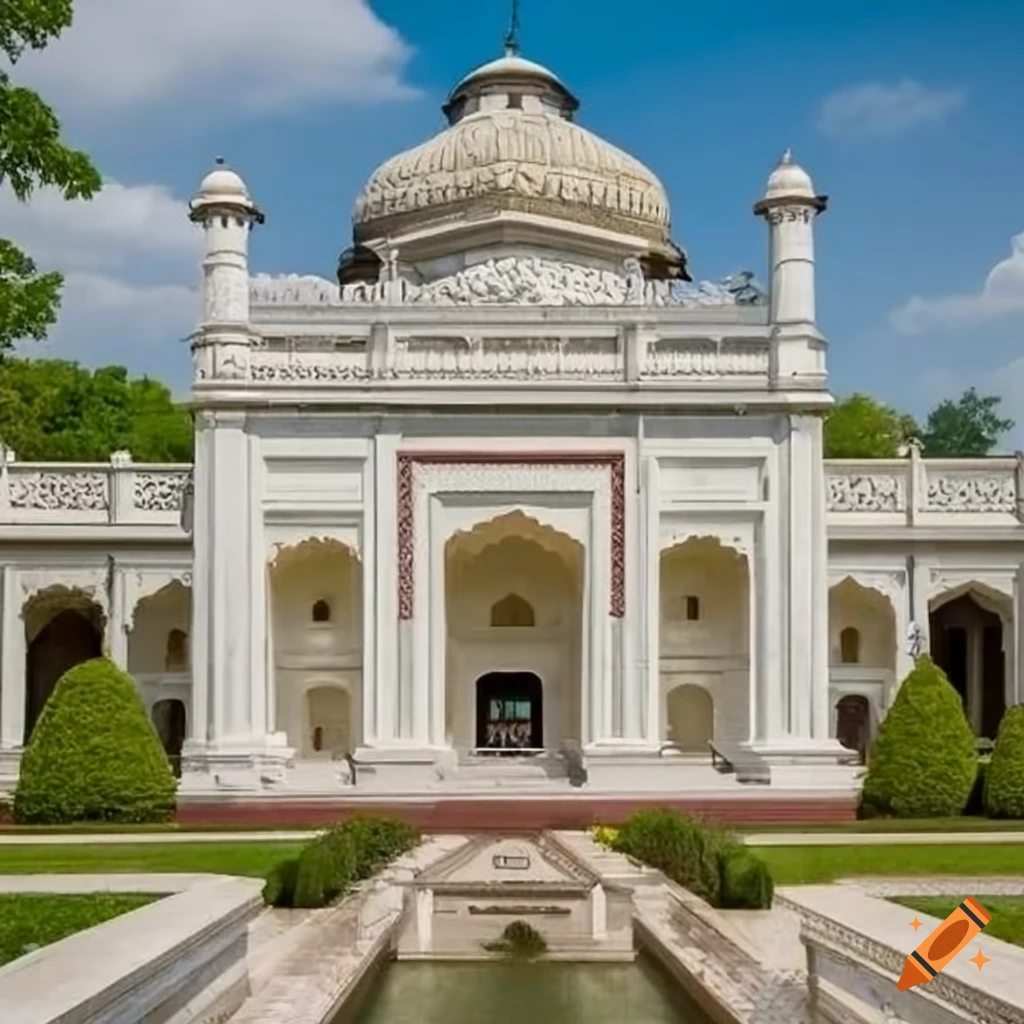 Full frontal view of mughal mahal white house on Craiyon