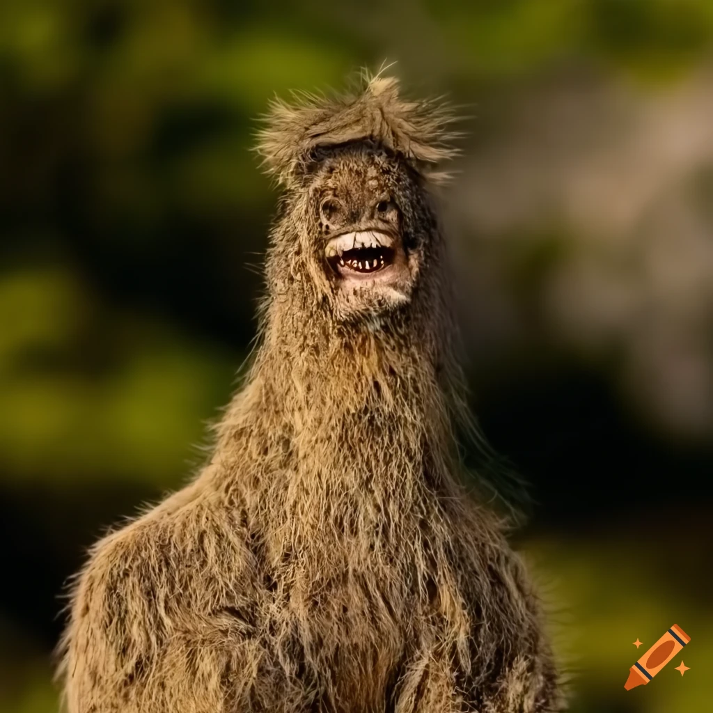 Close-up photo of a hairy Pictish Beast on Craiyon