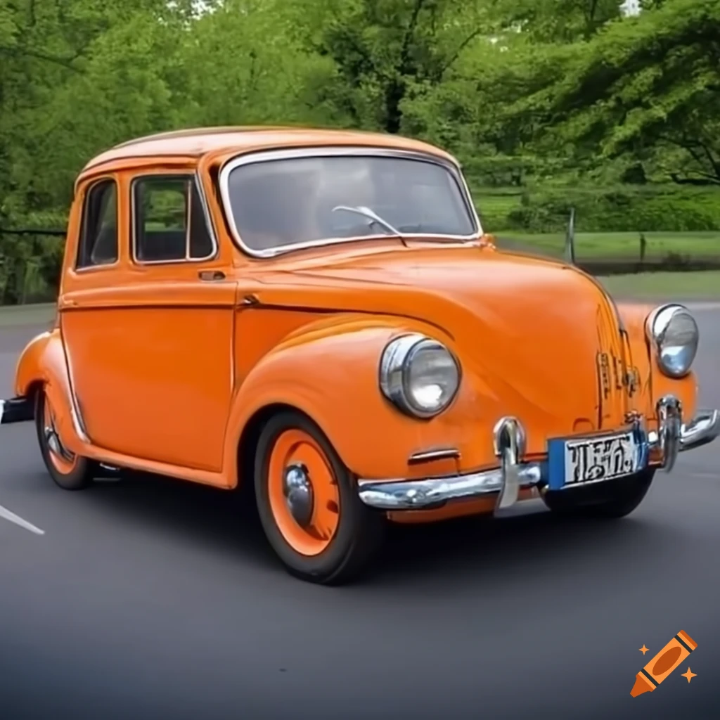 Orange oldtimer car on Craiyon