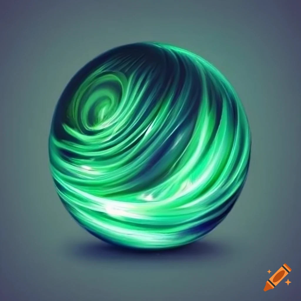 Green flames inside a crystal ball on Craiyon