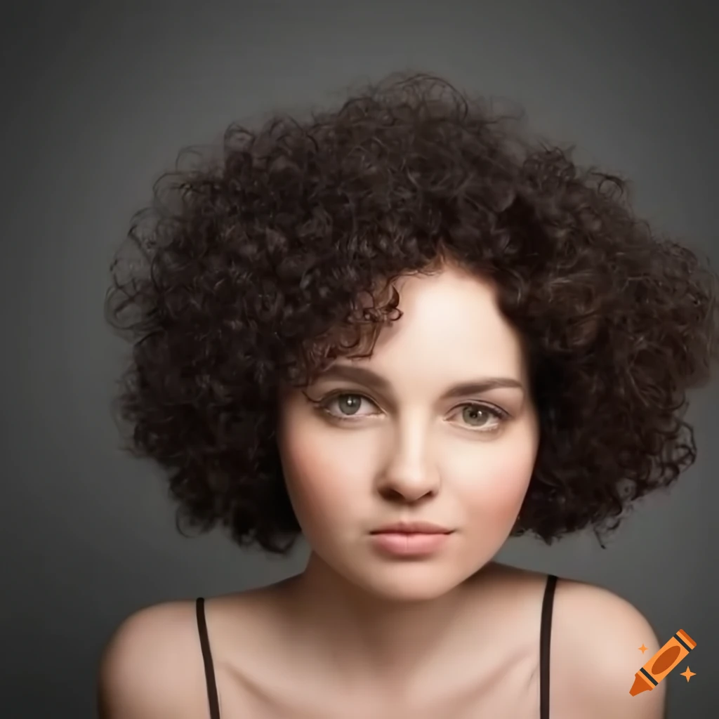 Portrait Of A Woman With Short Black Curly Hair On Craiyon