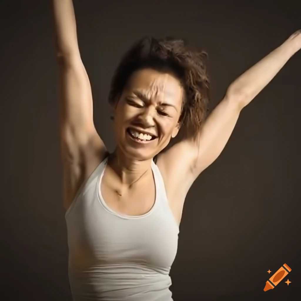 Person stretching arms happily