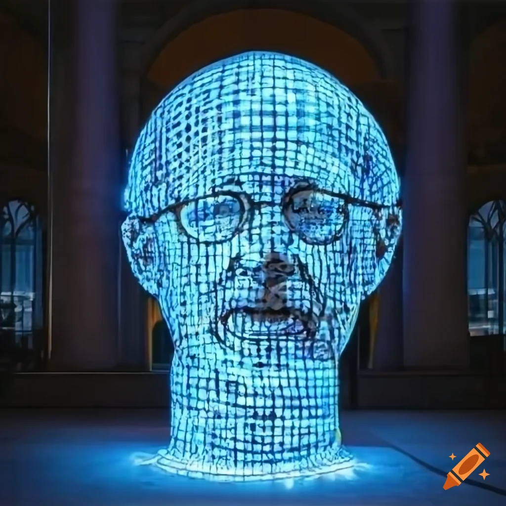 Led art sculpture of Max Planck in a grand plaza on Craiyon