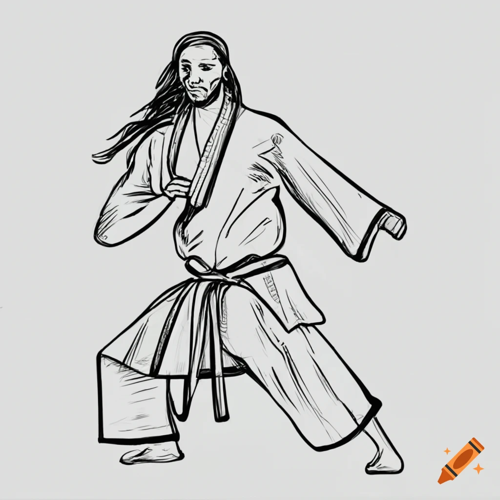 Male karate sensei fighting on Craiyon