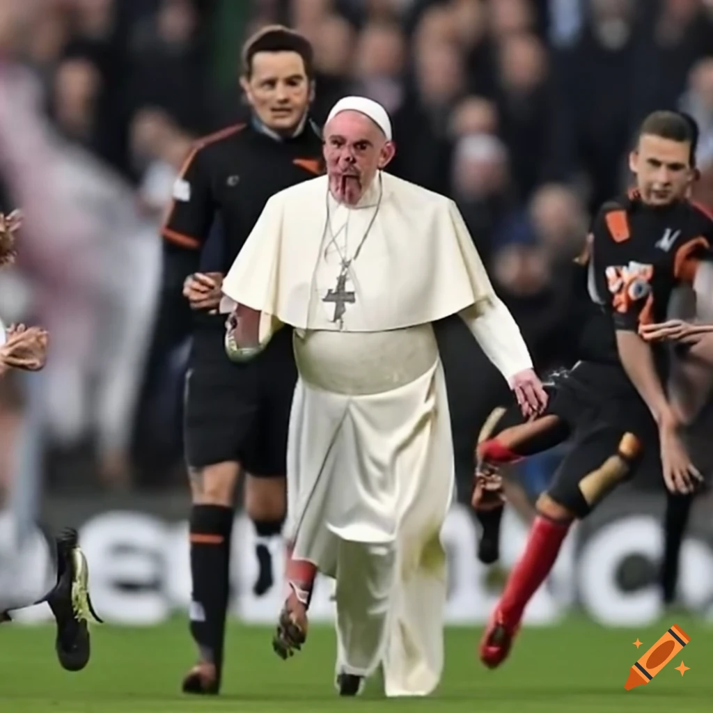 Pope francis playing football on Craiyon