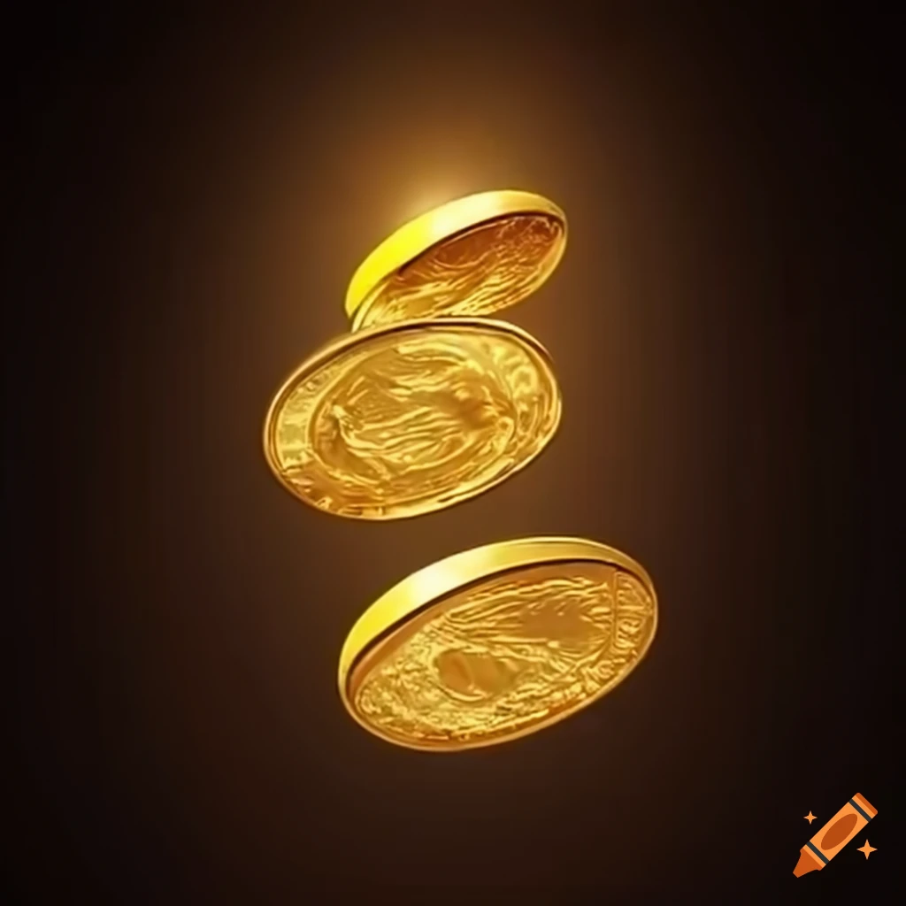 Spinning gold coins with a mysterious aura on Craiyon
