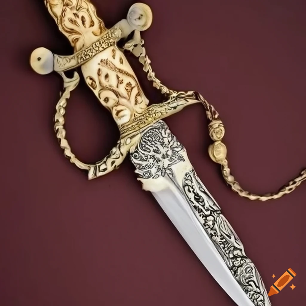 Elegant bone dagger with detailed carvings
