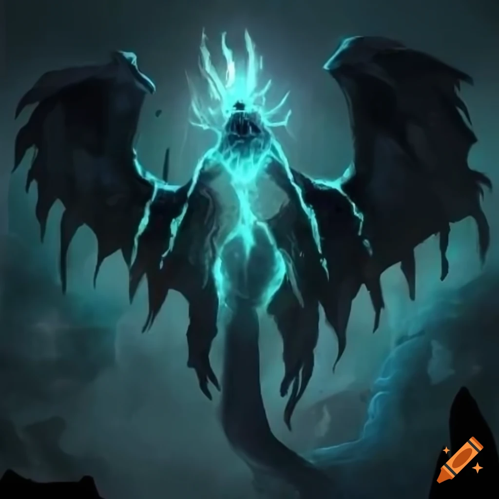 Image of a spectral wraith haunting ancient ruins on Craiyon