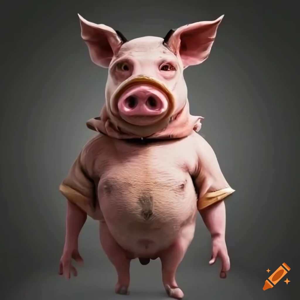 Pig para gliding with a balaclava on Craiyon