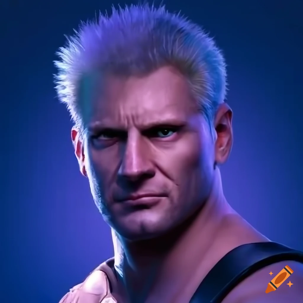 Cyberpunk soldier with tanned muscular build