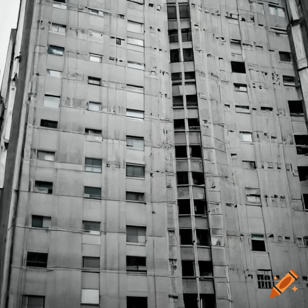 Exterior view of the backrooms from a high vantage point on Craiyon