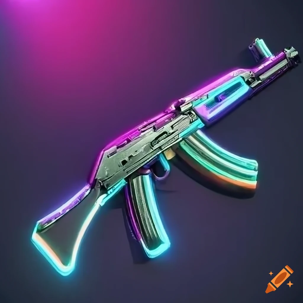 Cyberpunk ak-47 with neon lights