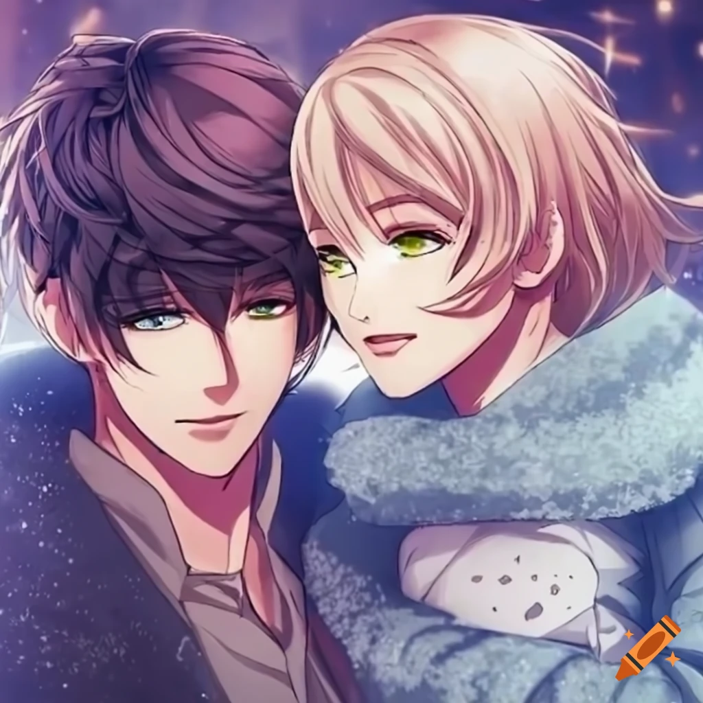 Romantic anime couple in a winter setting on Craiyon