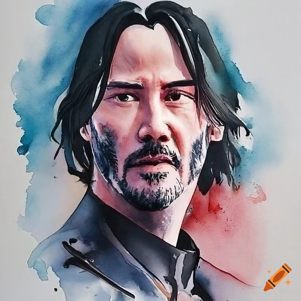 Watercolor portrait of keanu reeves on Craiyon