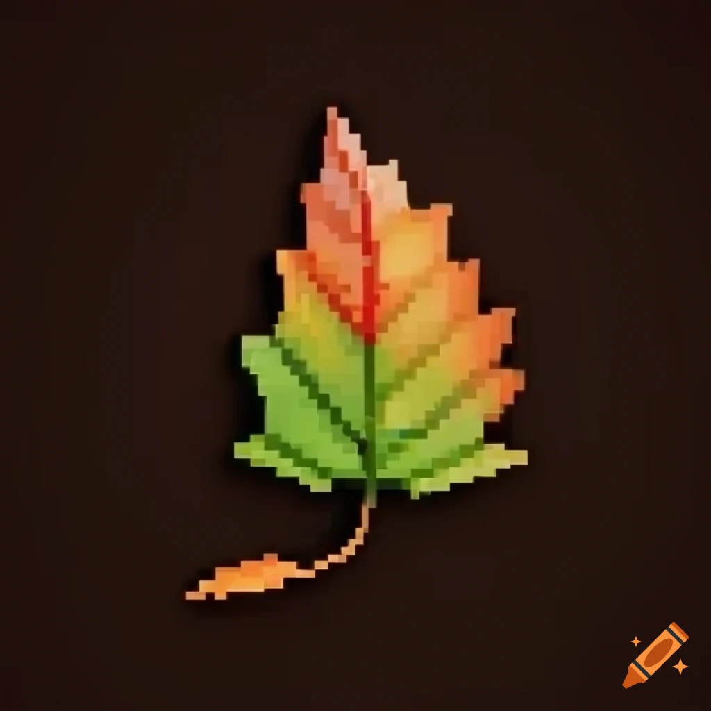 Pixel art of a leaf on Craiyon