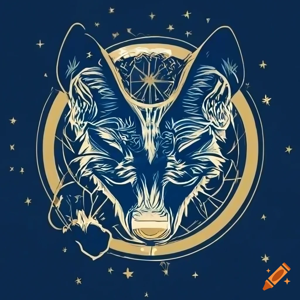 Clean stylized graphic, faded bottom, cyber fennec fox mascot headshot ...