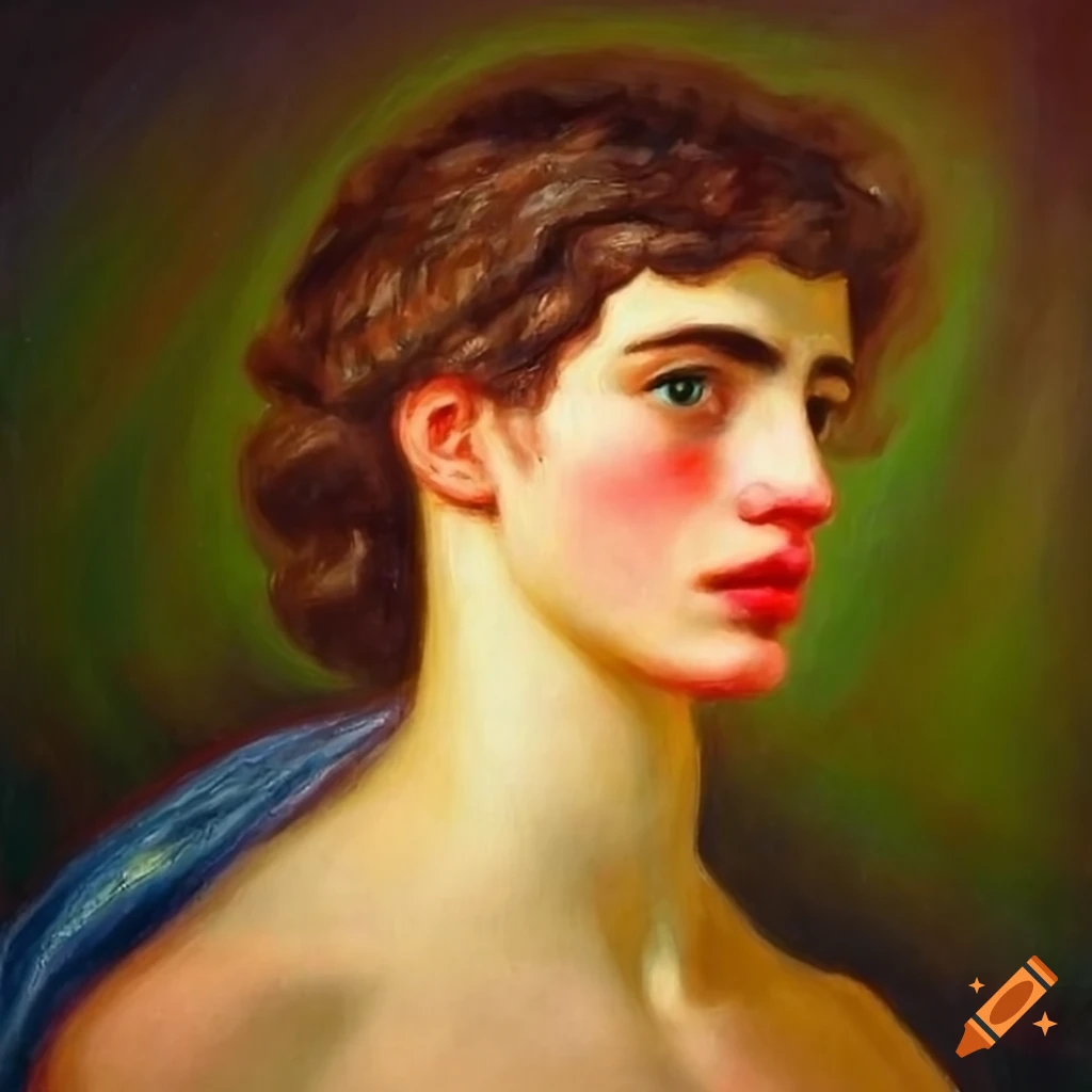 Detailed oil painting of a confident Greek god on Craiyon