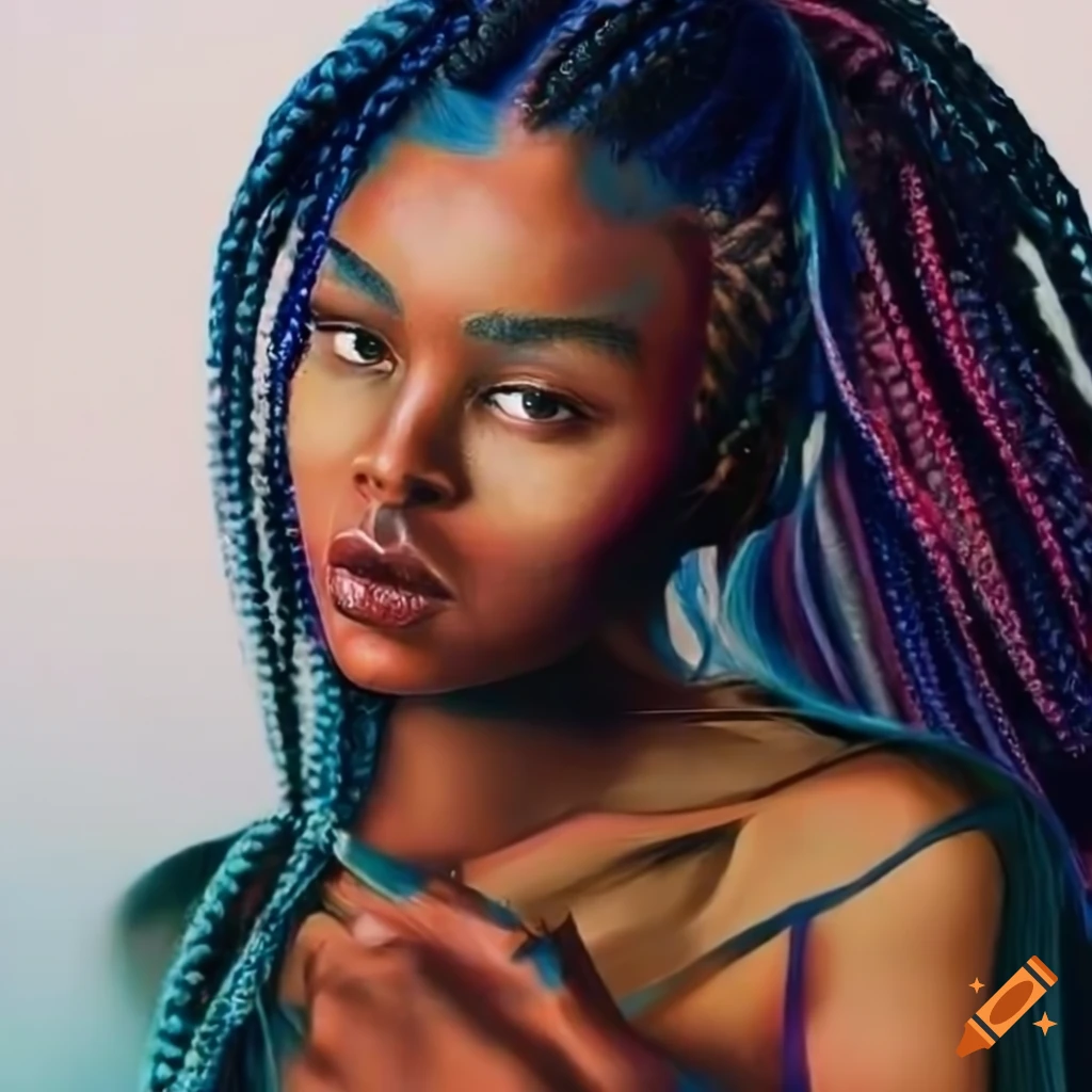 Portrait of a young woman with colorful braids