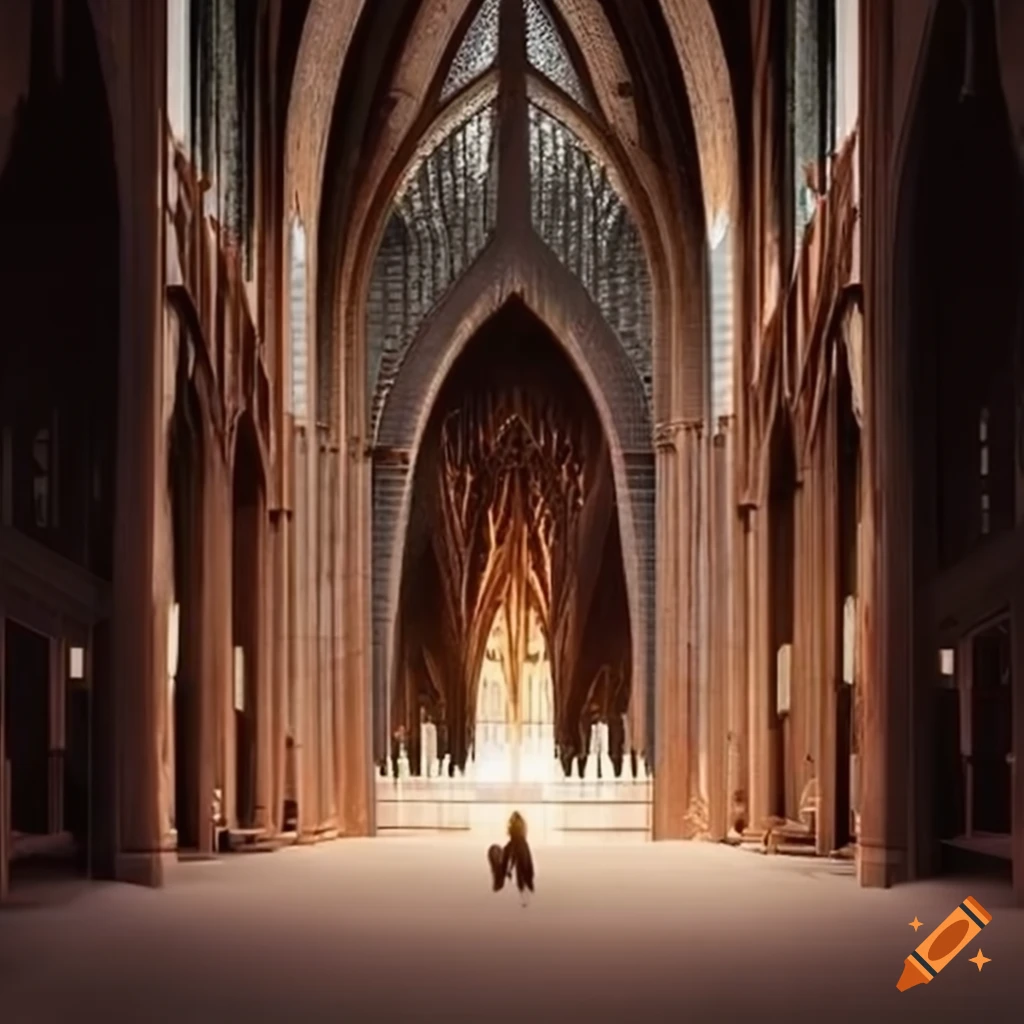 Illusory immersion architecture cabin with cathedral-like design