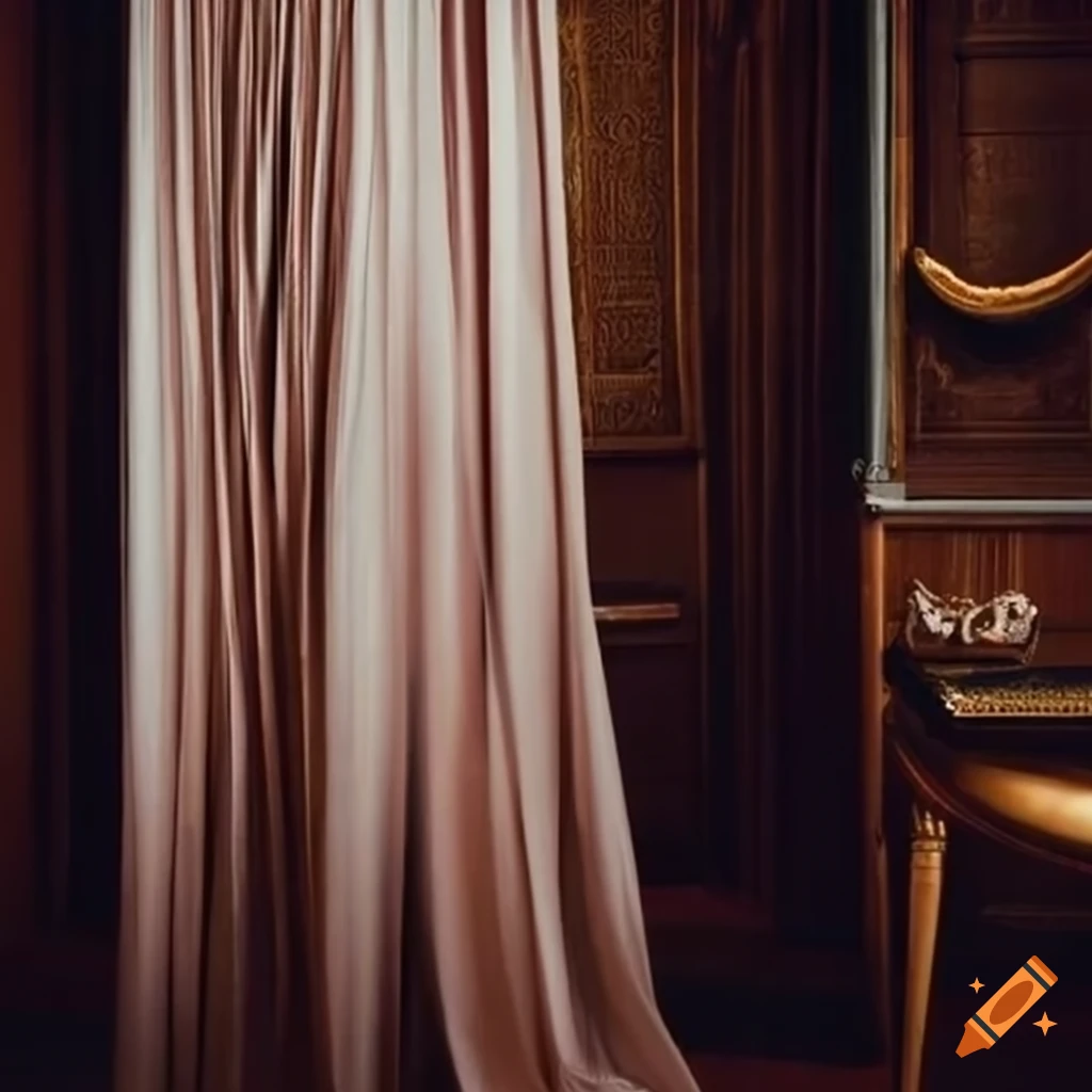 Curtains partially open in a changing room on Craiyon