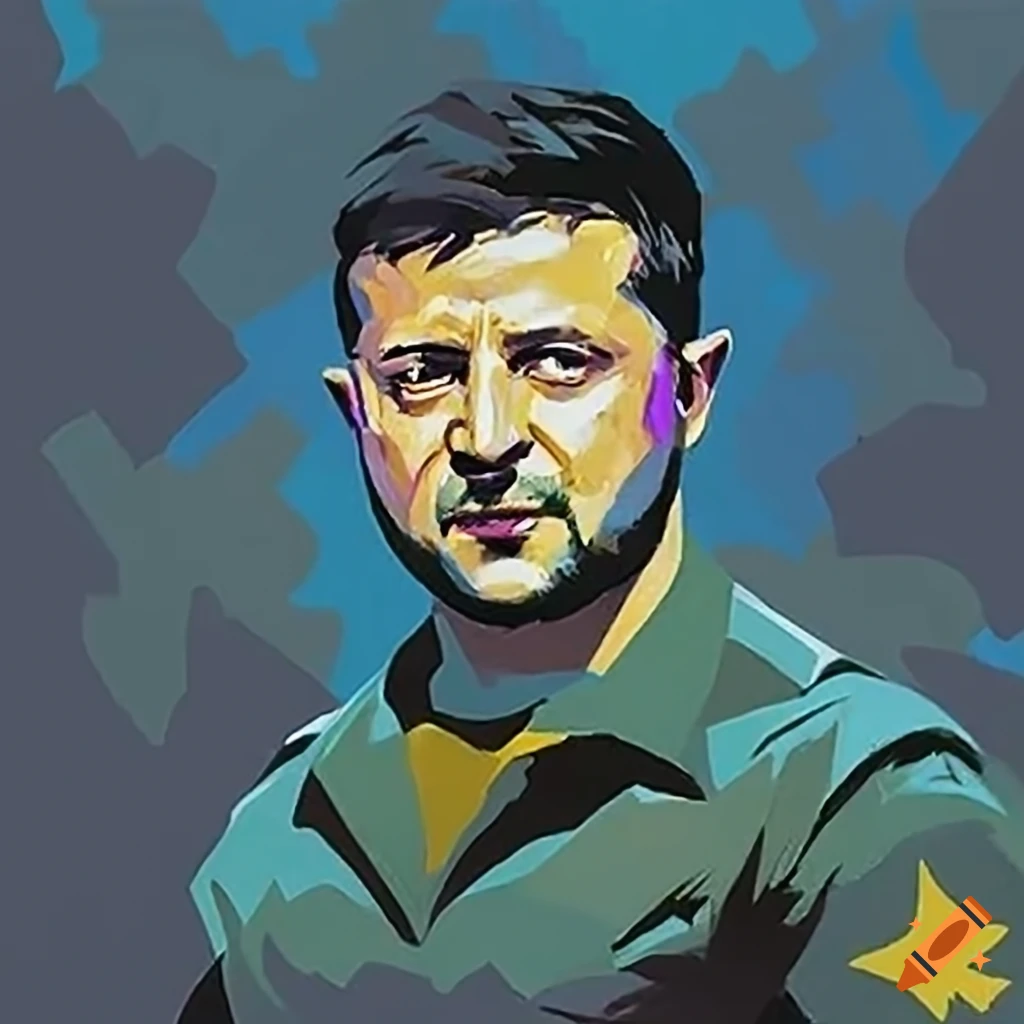 Andy warhol-style painting of zelensky on Craiyon