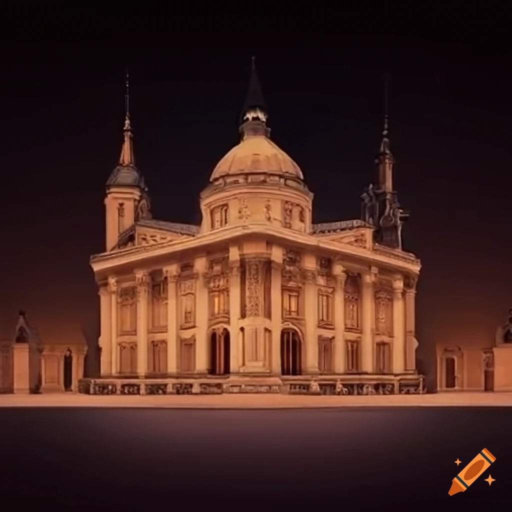 Neoclassical castle with pillars on Craiyon