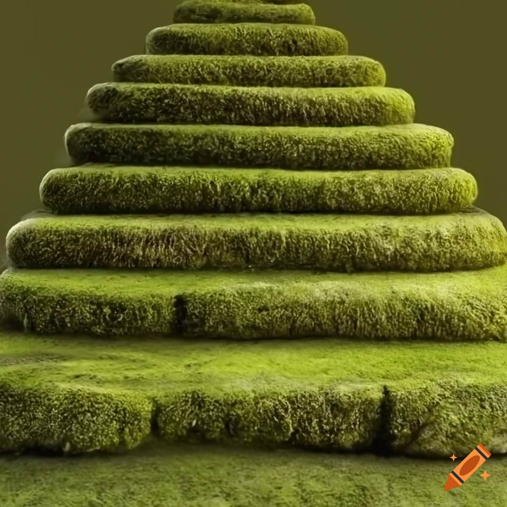 Detailed side view of moss covered steps