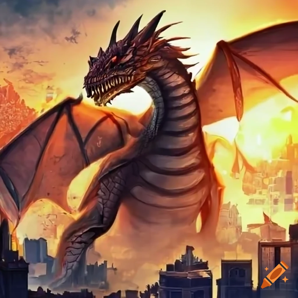 Dragon attacking a city on Craiyon