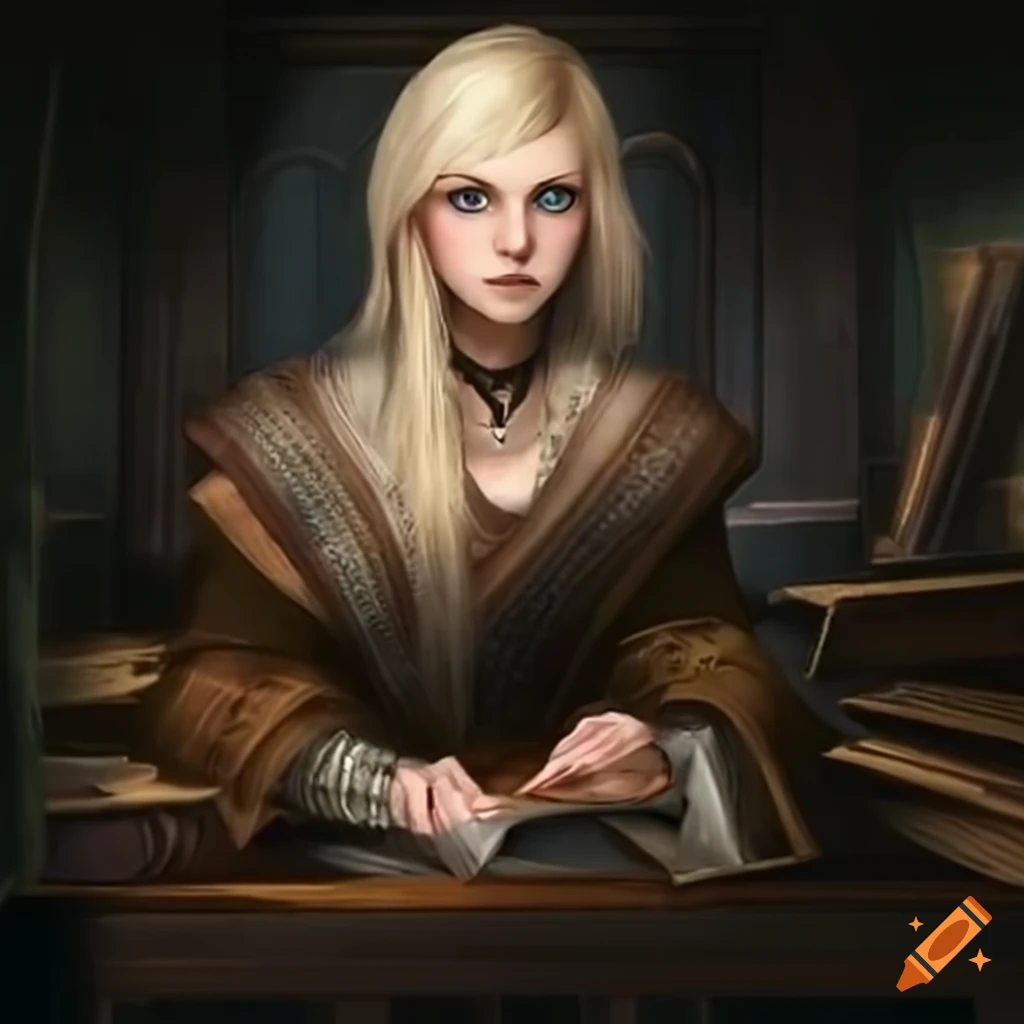 Image of a female library turned magic hunter student on Craiyon