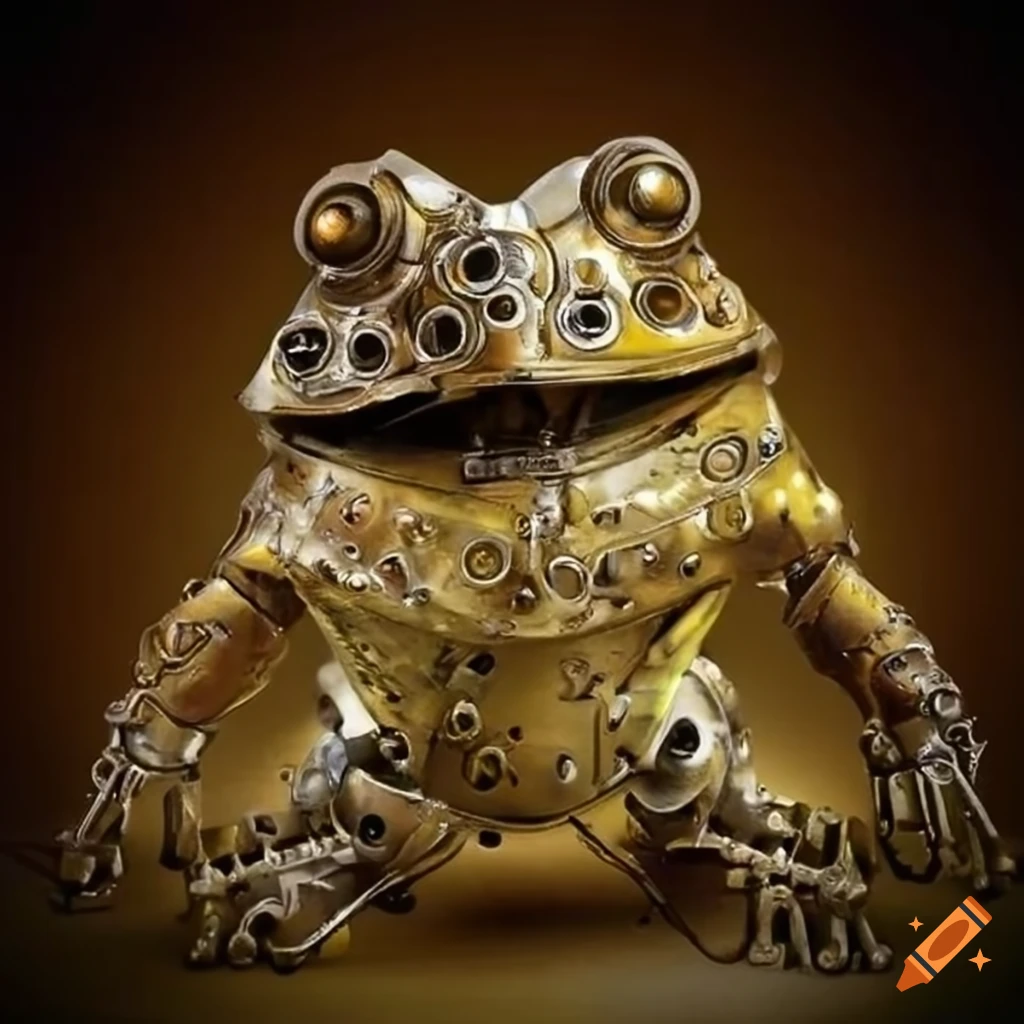 Brass steampunk robotic frog on Craiyon