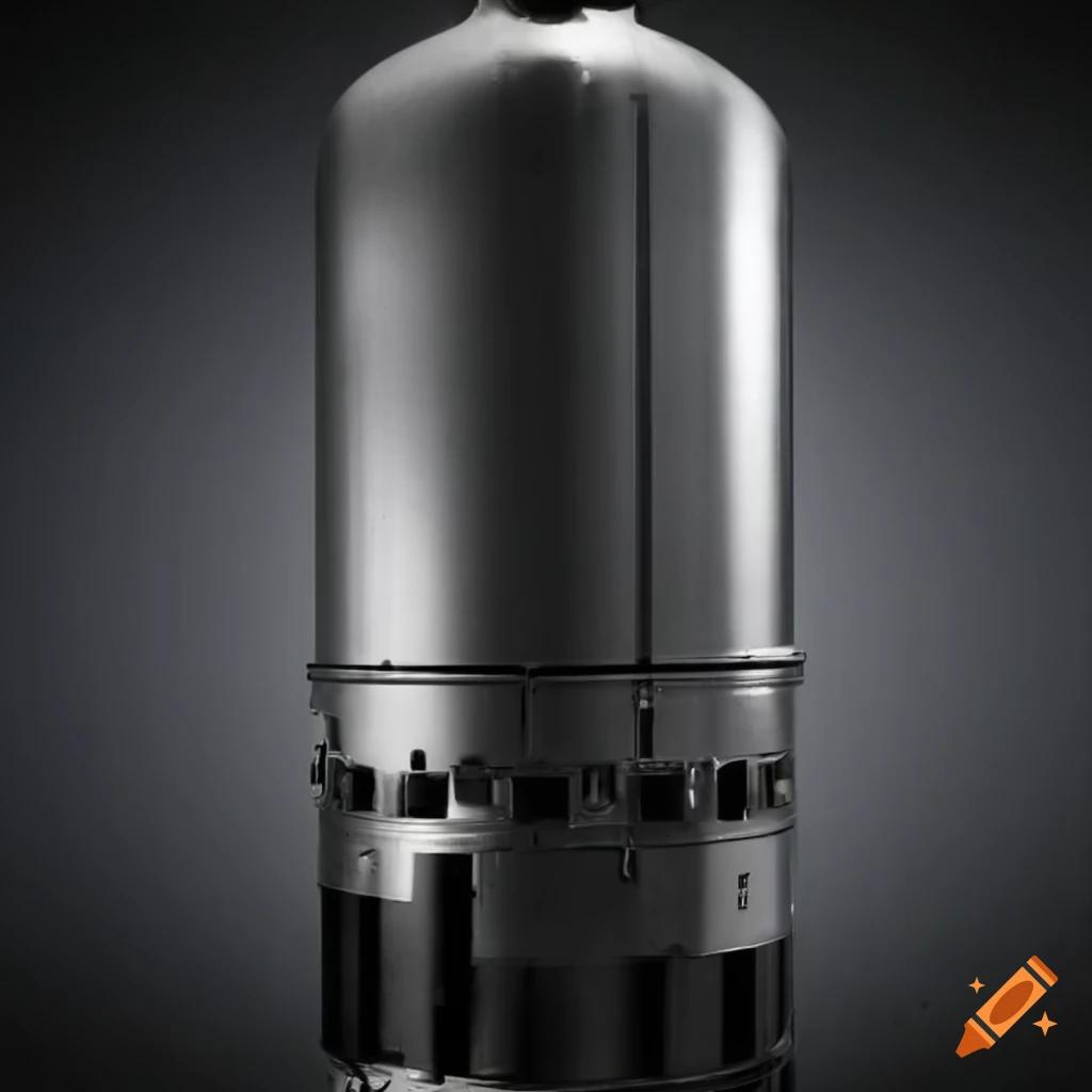 Futuristic metallic fuel tank with distributor