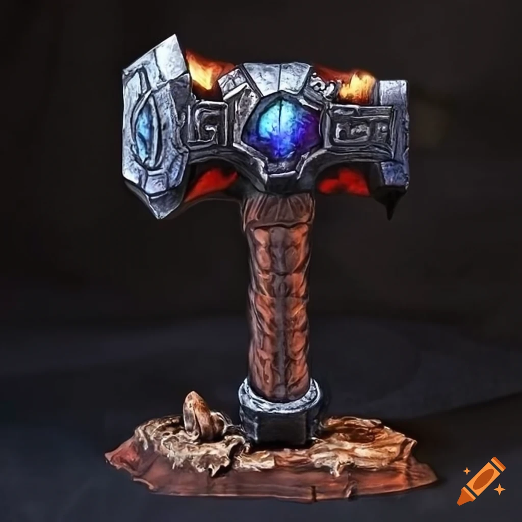 Artistic representation of obsidian war hammer on Craiyon