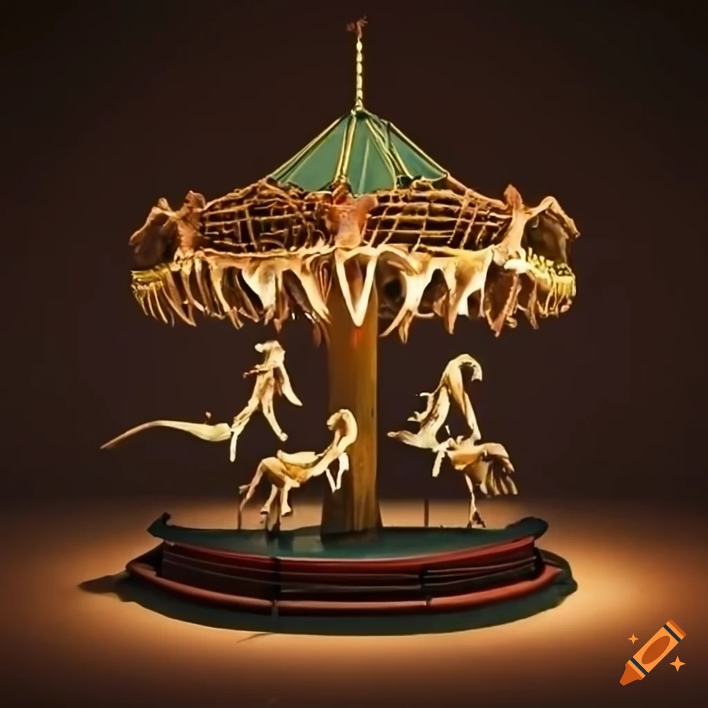 Carousel of dinosaur skeletons on Craiyon