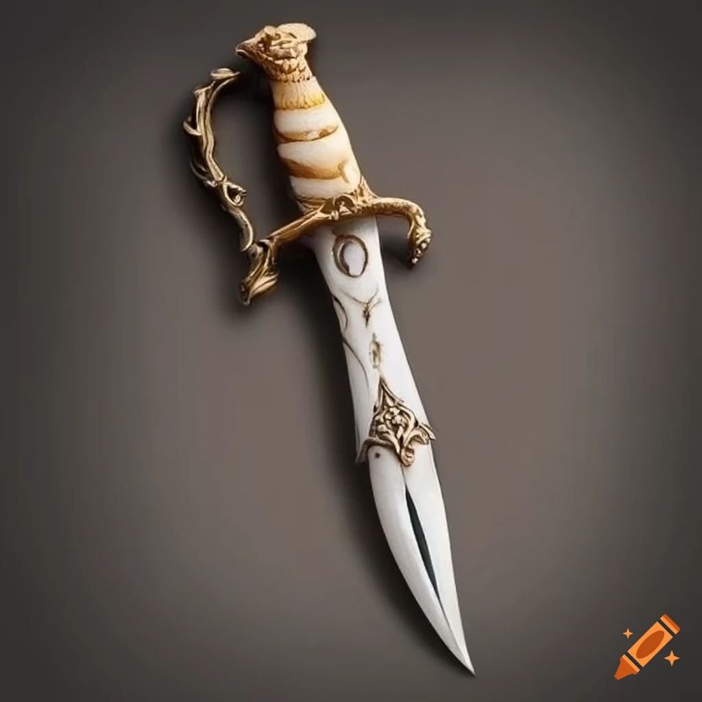 Intricately carved bone dagger on Craiyon