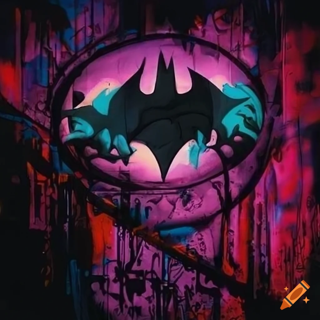Colorful batman graffiti art with hip-hop influence