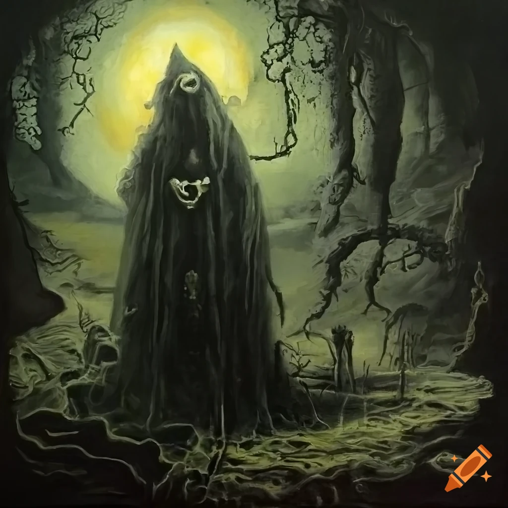 Dark oil painting with supernatural elements on Craiyon