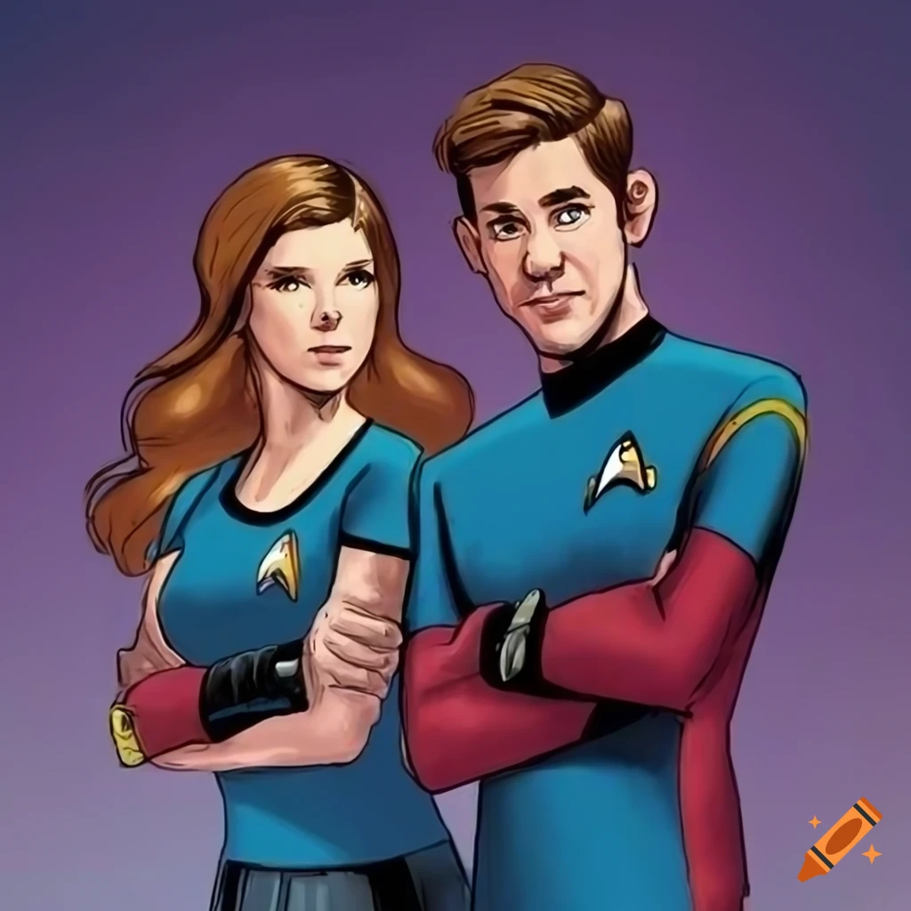 Pulp art of john krasinski and anna kendrick as star trek captains on ...