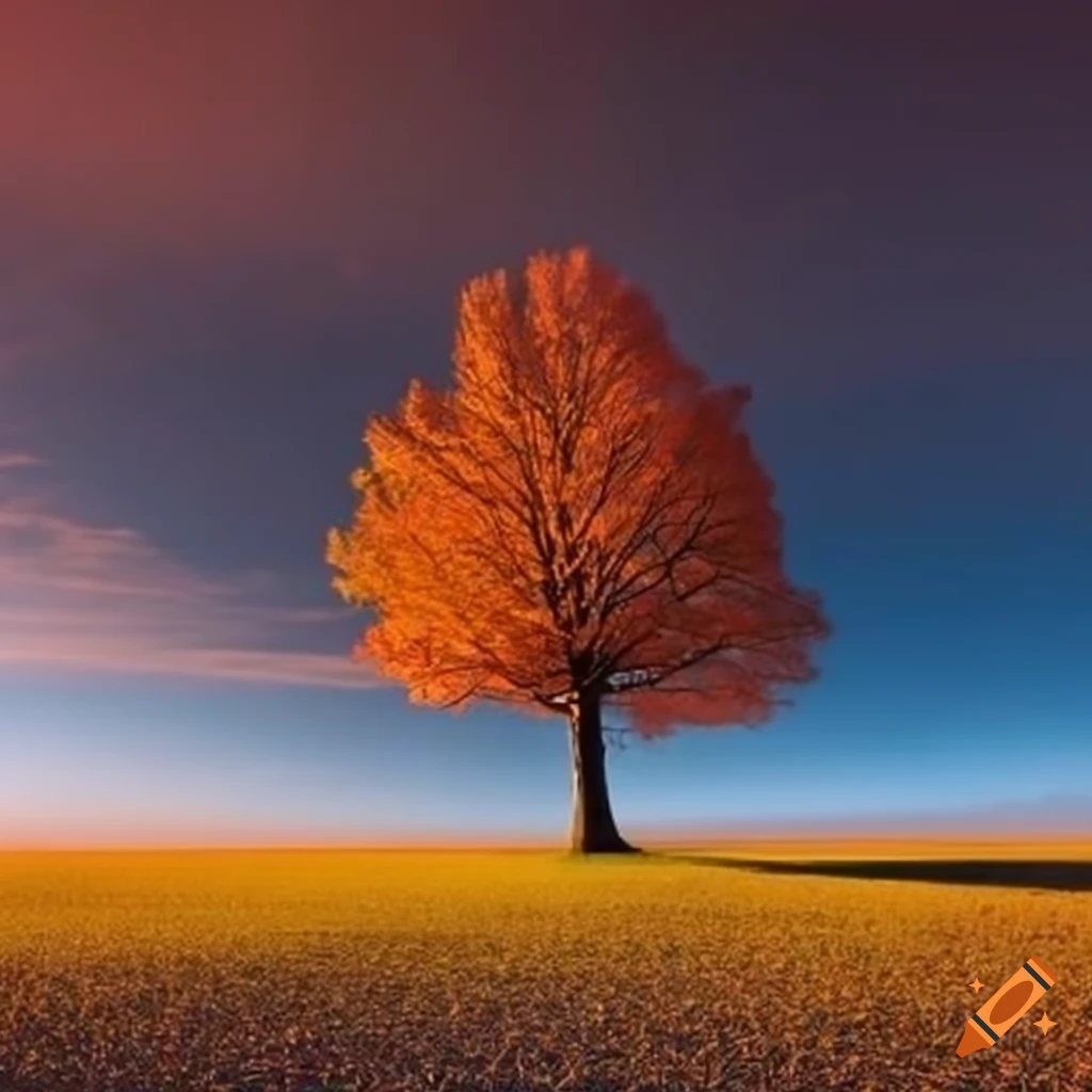 Autumn tree standing alone on Craiyon