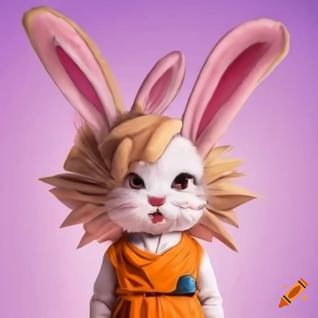 Rabbit in son goku costume