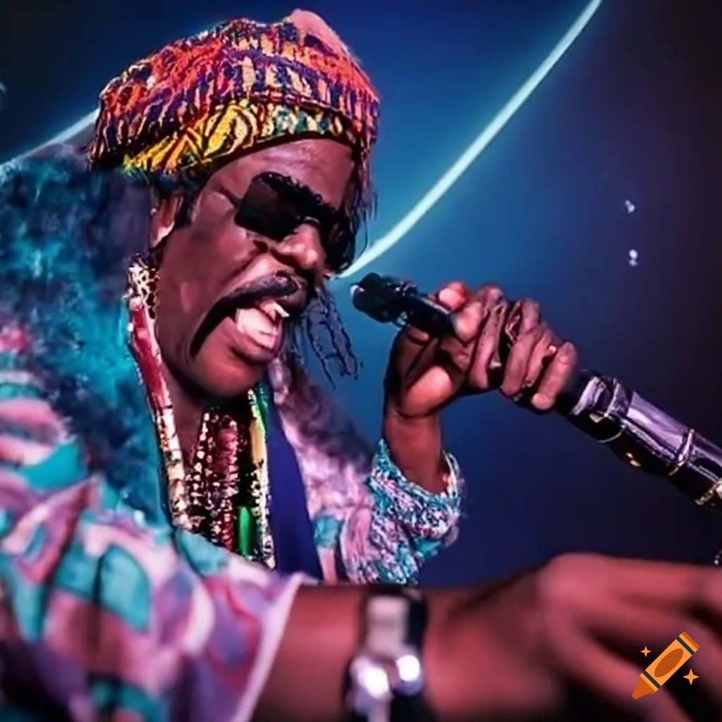 Image of funkadelic playing music in space