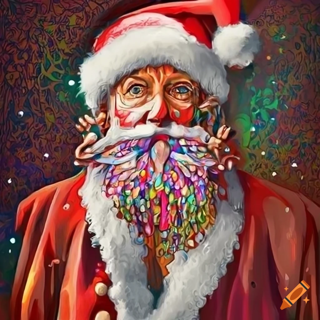 Psychedelic santa claus poster art