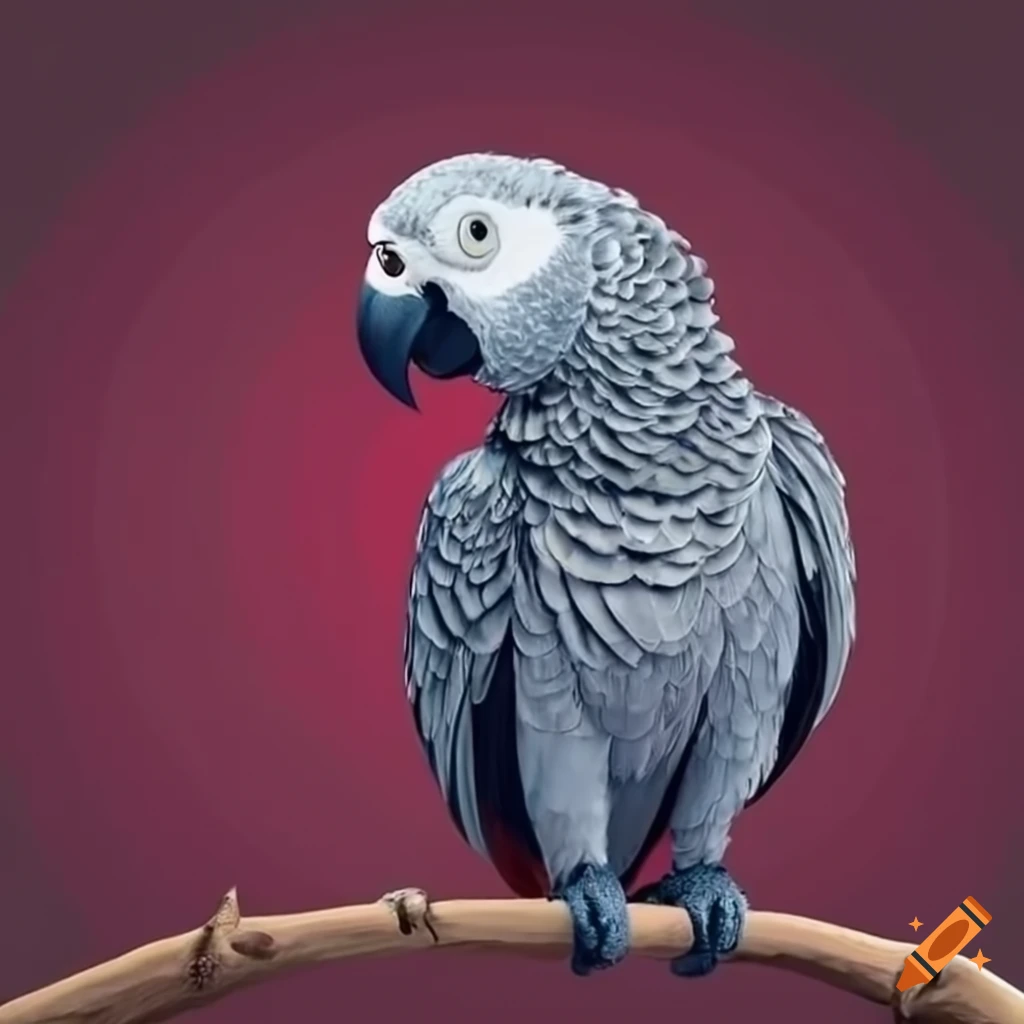 Cute african grey parrot with disney design on Craiyon