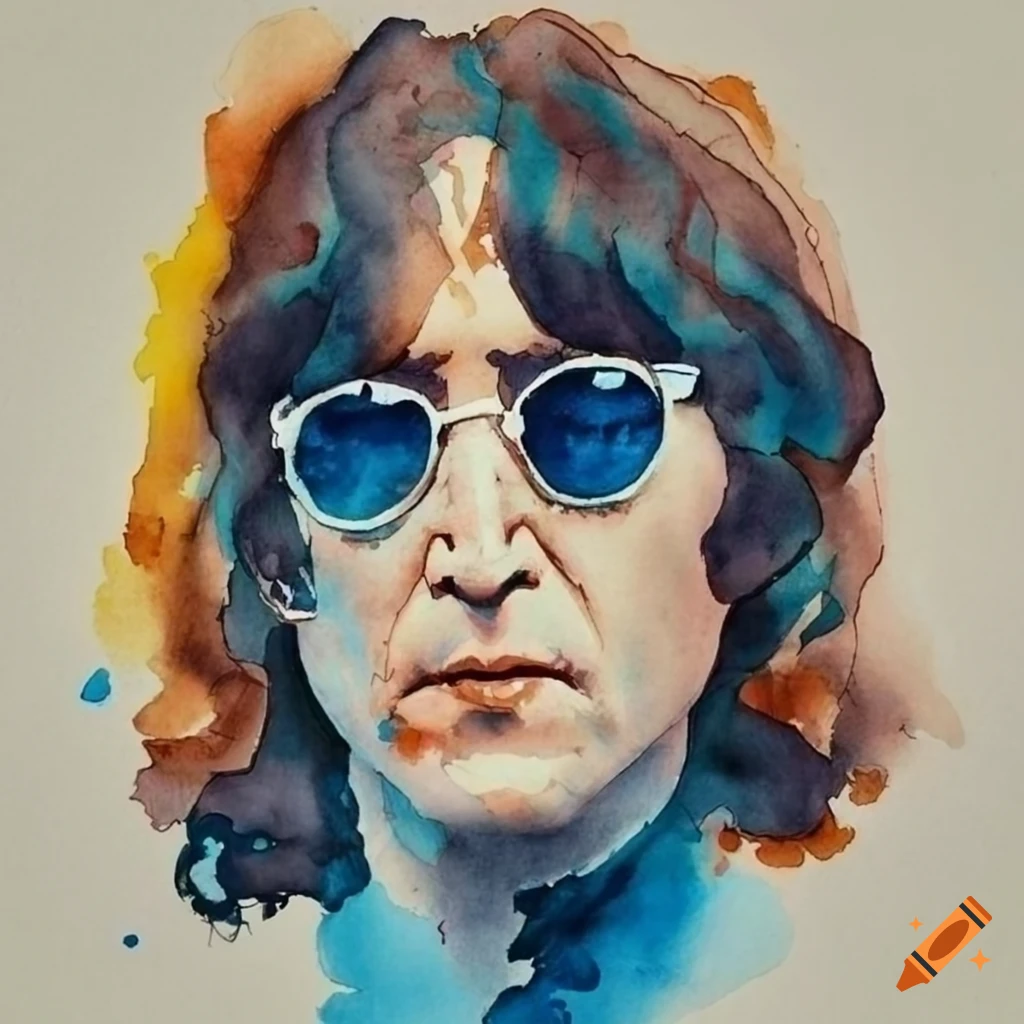 Watercolor painting of john lennon's face on Craiyon