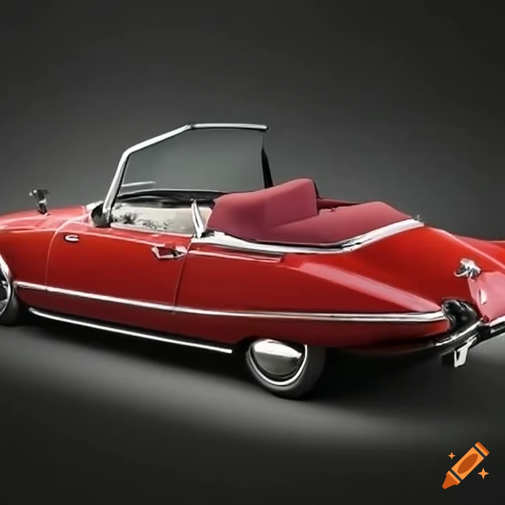 Image d'une citroen ds19 rouge cabriolet sur la lune on Craiyon