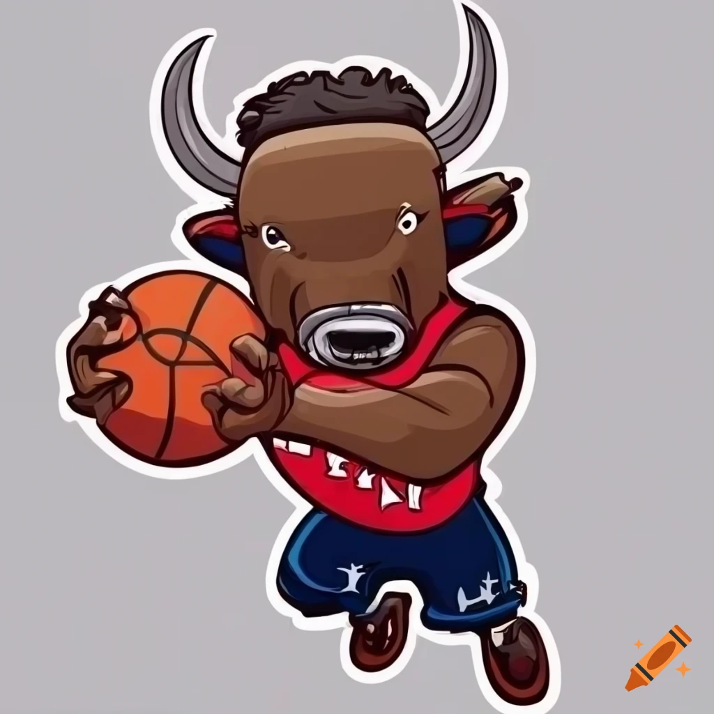 Cartoon bison playing basketball like toronto raptors on Craiyon