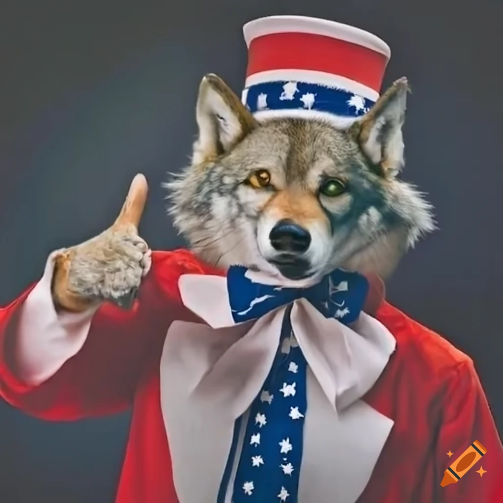 Wolf dressed as Uncle Sam on Craiyon