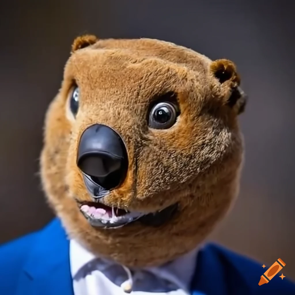 Satirical image of a gopher dressed as joe biden on Craiyon