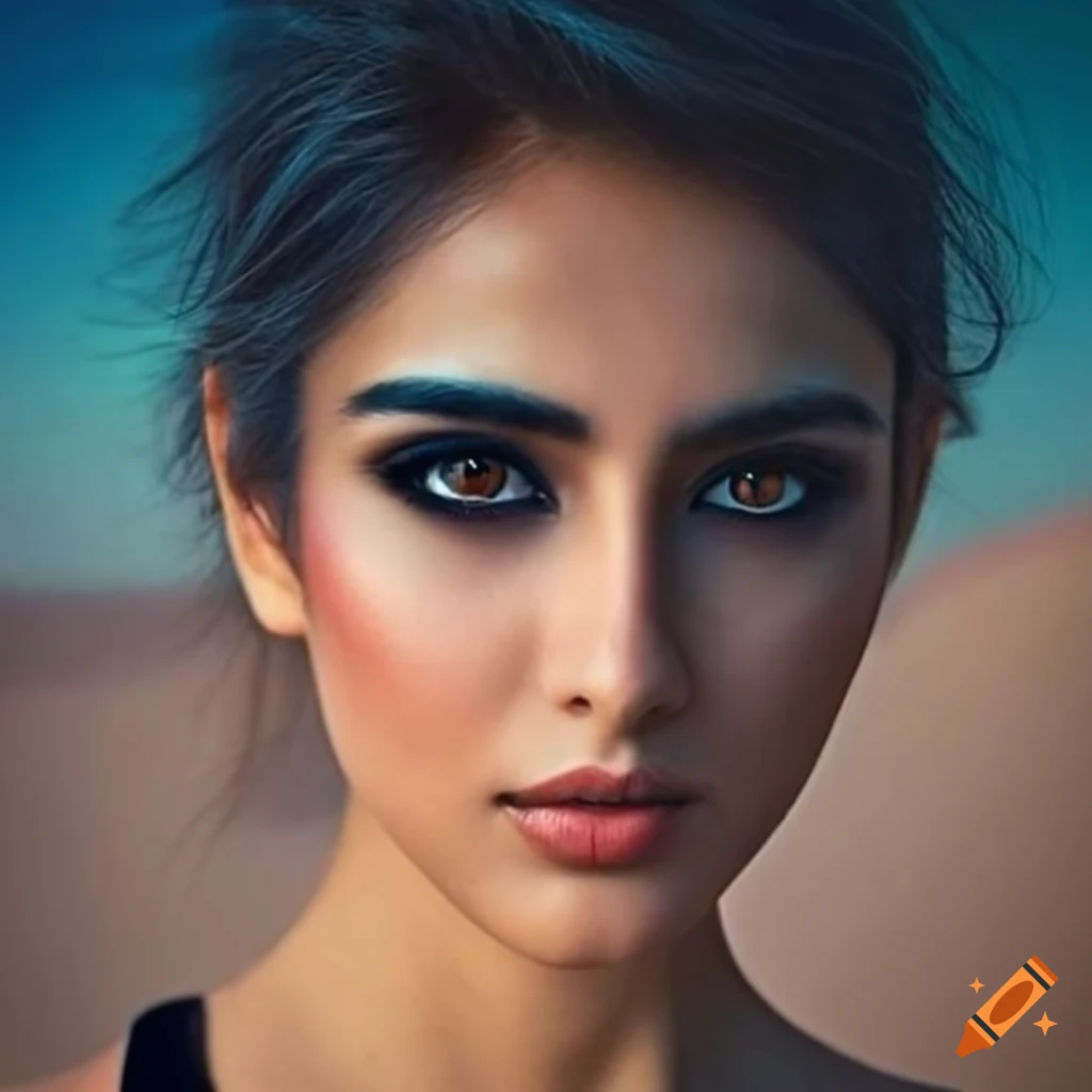Closeup portrait of a stunning young indian model on Craiyon